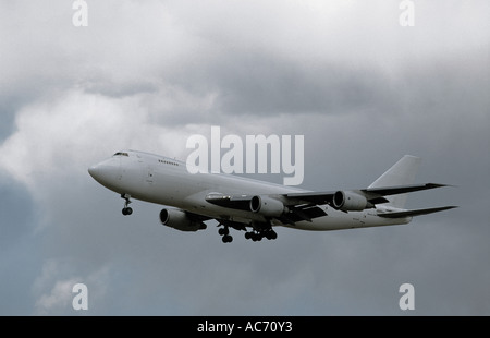 Airplane Boeing 747, plain white, no name or logo, for design layout ...