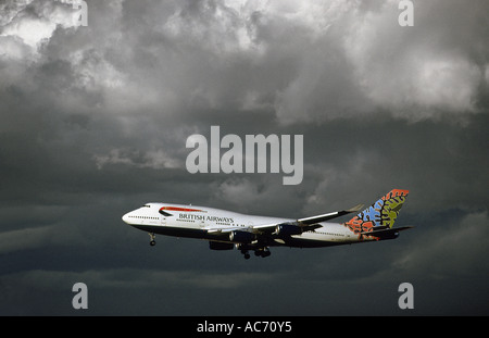 Eclectic design on tail fin shown here on British Airways Boeing 747 ...