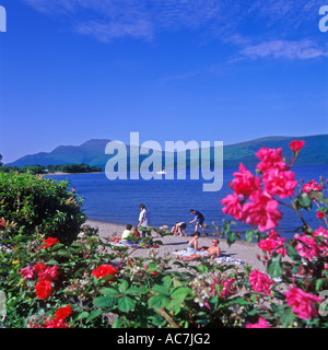Beach at village Luss at Lake Lomond, lovelocks, Scotland, UK Stock ...