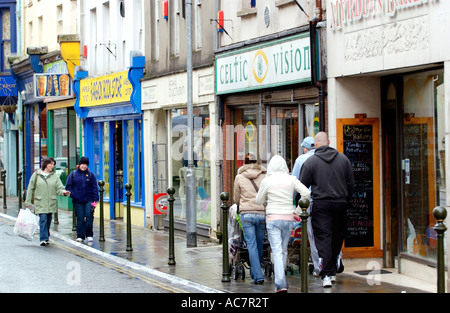 Carmarthen town centre Carmarthenshire Wales UK GB EU people in Stock ...