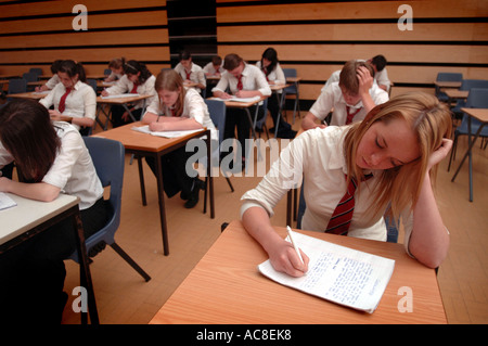 School pupils in exam conditions in a school hall Stock Photo - Alamy