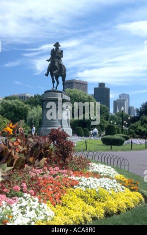 A statue of George Washington on horseback is displayed at the Public ...