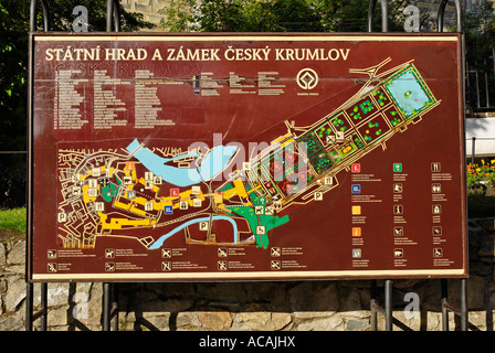 Tourist map of Cesky Krumlov in the entrance to the old town Stock ...