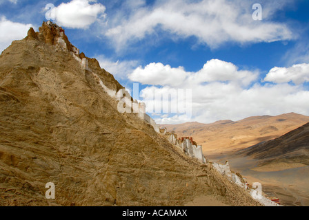 Old fortress dzong on the mountain and monastery with traditional ...