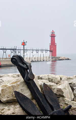 Algoma Pierhead Lighthouse, Algoma, Wisconsin, USA Stock Photo - Alamy