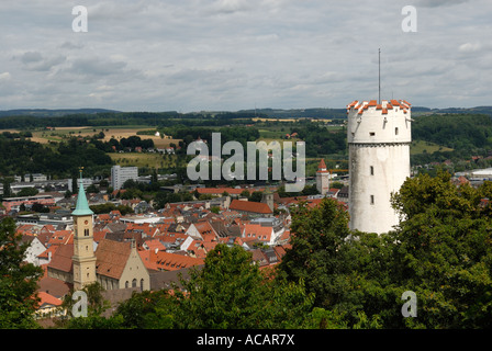 Germany, Old tower building mehlsack in old town of ravensburg vilage ...