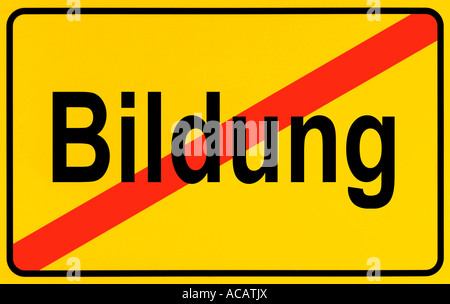 German city limits sign symbolising end of school Stock Photo: 13097960 ...