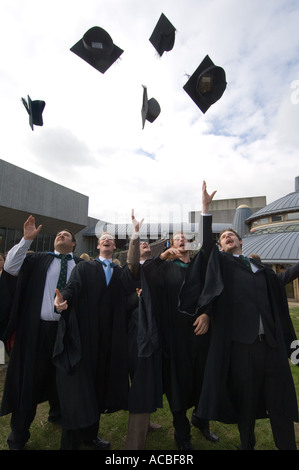 Five male Aberystwyth university students graduating on graduation day ...