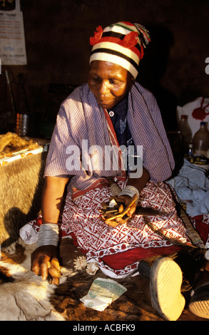 Sangoma traditional healer with her wares on street, Venda, South ...