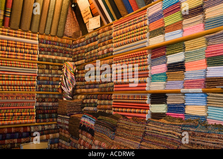 Colorful textile display at the Grand Bazaar, Istanbul, Turkey Stock ...