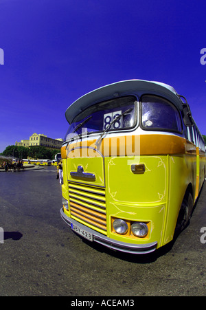malta bus traditional yellow typical old fashioned valletta day ...