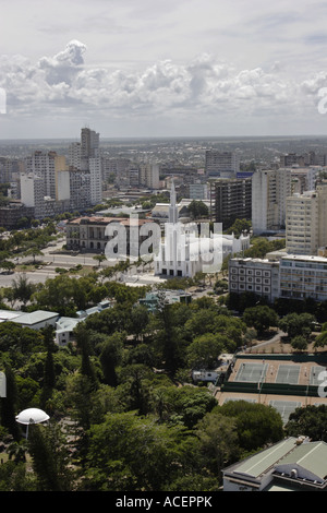 View over central Maputo to City Hall and Cathedral, Mozambique, SE ...