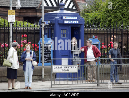 A blue concrete police box converted int a coffee bar on the Great ...