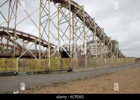 Decaying Seaside Funfair at Folkestone in Kent and Example of Wooden ...