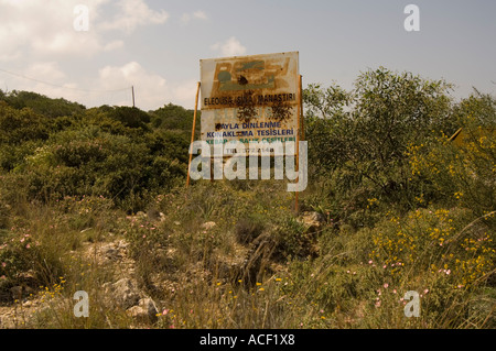 Signpost to Eleousa Manastiri church, Karpaz peninsula, Northern Cyprus ...