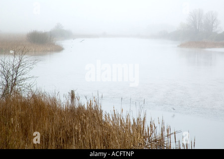 white morning mist over the river Stock Photo - Alamy