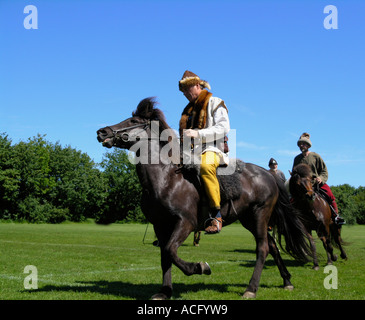 Viking group giving a horseback riding show on Icelandic horses Jutland ...