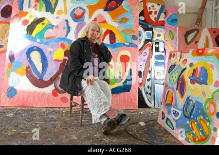 Artist Gillian Ayres at home in Gooseham Cornwall Gillian lost pieces ...