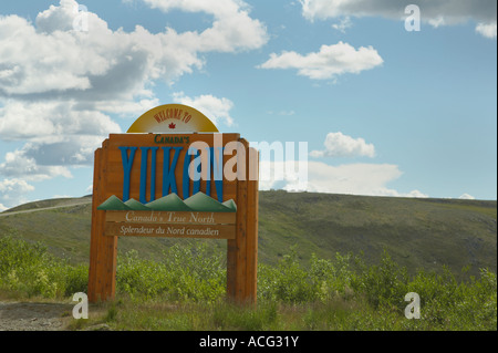 Welcome sign to Dawson City, Yukon Territory, Canada Stock Photo - Alamy