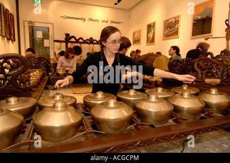 The gamalan, the huge percussion instrument is played in Oxford Museum ...