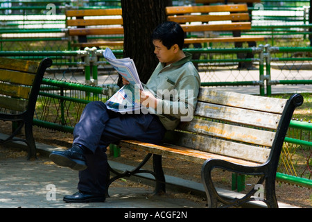 Korean Man Reading a Newspaper Namsan Park Seoul South Korea Stock ...
