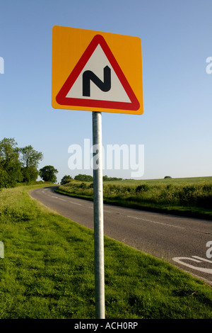 Chicane warning road sign, England UK Stock Photo - Alamy
