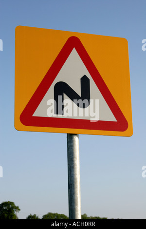 Chicane warning road sign, England, UK Stock Photo - Alamy