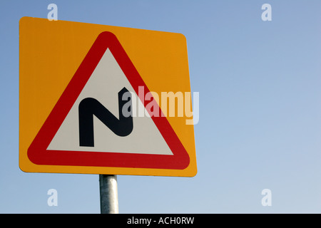 Chicane warning road sign, England UK Stock Photo - Alamy