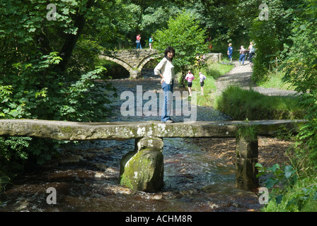 Ancient packhorse bridge at Wycoller Country Park on the Bronte Way ...