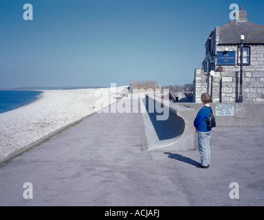 Coastal defences Chesil Beach Chiswell Dorset England Stock Photo ...