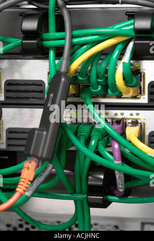 Mass of coloured network wiring - 10BaseT Category 5 network wiring in ...