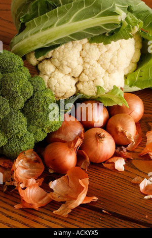White cauliflower on wood. Close up, Top view. Rustic wooden table ...