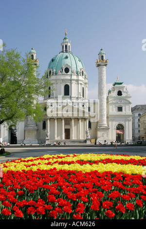 the baroque church Karlskirche built by plans of Fischer von Erlach in ...