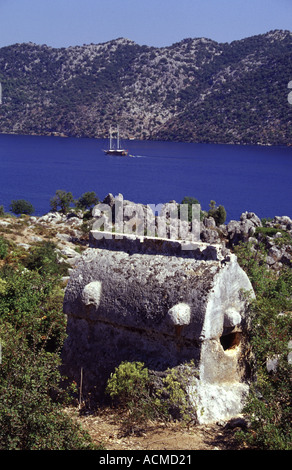 Sarcophagus Simena Turkey Stock Photo - Alamy