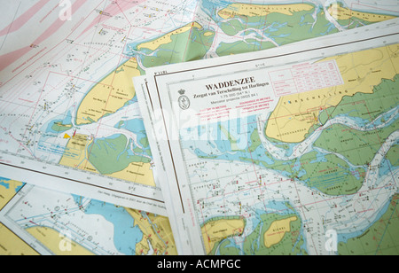 Nautical charts of the Wadden Sea, the Netherlands Stock Photo - Alamy