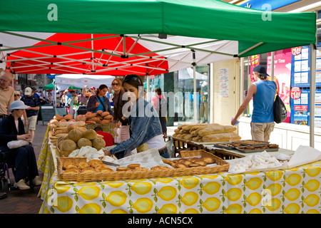 French market stall at Canterbury Kent during the Tour de France visit ...