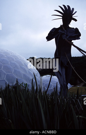 The Eden Project Cornwall steel statue of Adam pulling rope by artist ...