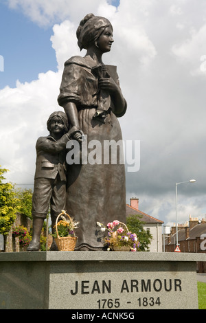 Statue of Jean Armour, wife of poet Robert Burns, with a small child ...