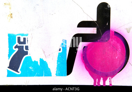 disabled parking sign stupid mornic youth urban street wheelchair pink ...