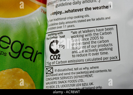 Label showing carbon footprint on Tesco washing powder developed by the ...