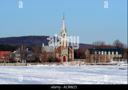 Village of Oka and ice bridge Monteregie area Province of Quebec Canada ...