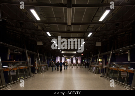 Contemporary architecture of North Greenwich underground station with ...
