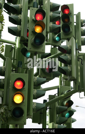 TRAFFIC LIGHTS TRAFFIC SIGNAL COMPLEX OUTSIDE TUBE STATION IN LONDON ...