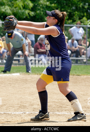 Softball pitcher winding up Stock Photo - Alamy