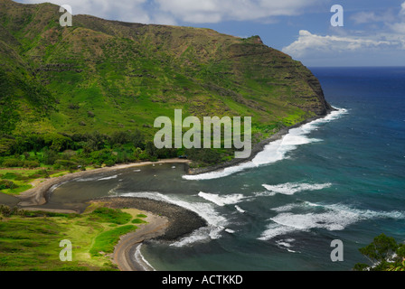 Halawa Beach Park at mouth of the Halawa Valley, Molokai, Hawaii Stock ...