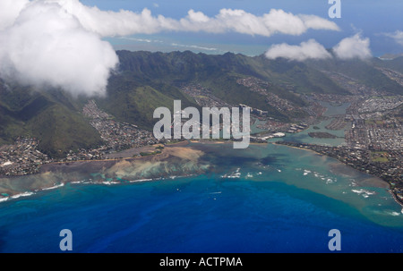 Hawaii, Oahu. Aerial View Of Kalanianaole Highway Near Palea Point ...