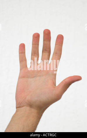 Male open hand gesture on a dark background Stock Photo - Alamy