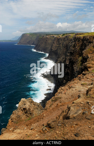 Sea cliffs of Kalaupapa and Kauhako crater Molokai Hawaii Stock Photo ...