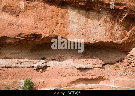 Aerial closeup view of Sinagua Indian caves in red rocks Sedona Arizona ...