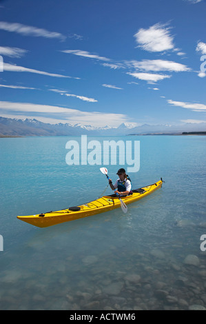 Kayak, Lake Pukaki, and Aoraki / Mt Cook, South Canterbury, South ...